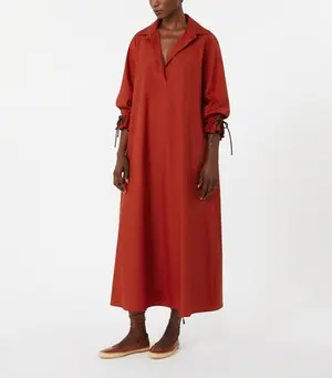 Max Mara Cotton Poplin Midi Shirt Dress - Red