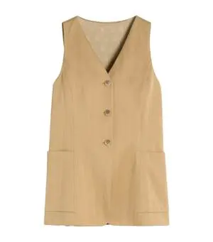 Max Mara Cotton Stripe Waistcoat - Beige