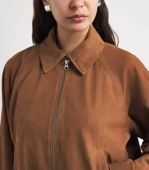 HERSKIND Suede Bomber Jacket - Brown