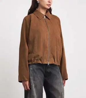 HERSKIND Suede Bomber Jacket - Brown