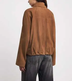HERSKIND Suede Bomber Jacket - Brown