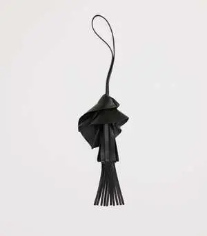 Ralph Lauren Lambskin Floral Bag Charm - Black
