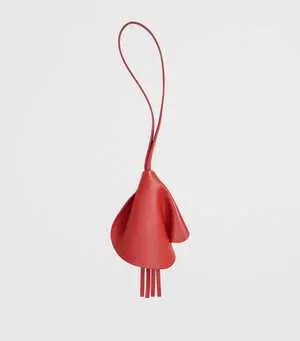 Ralph Lauren Lambskin Floral Bag Charm - Red