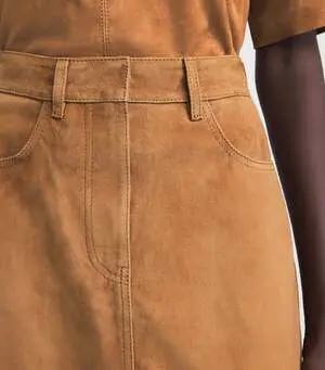ME+EM Suede A-line Maxi Skirt - Brown