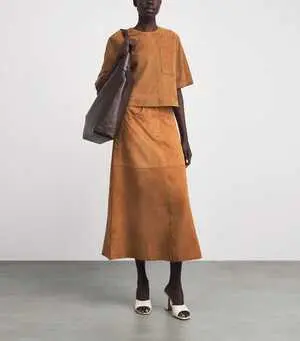 ME+EM Suede Boxy T-shirt - Brown