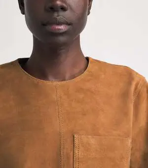 ME+EM Suede Boxy T-shirt - Brown