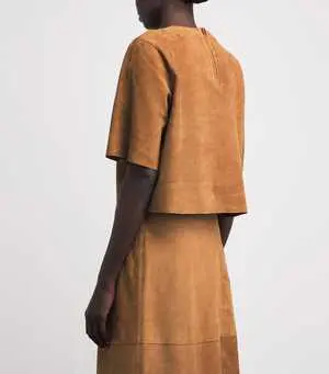 ME+EM Suede Boxy T-shirt - Brown