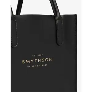 Smythson Pavilion Kingly Mini Leather Tote Bag - Black