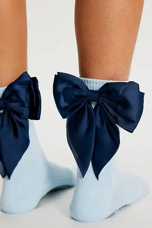 AREBESK Anna Pilates Grip Crew Socks - Navy