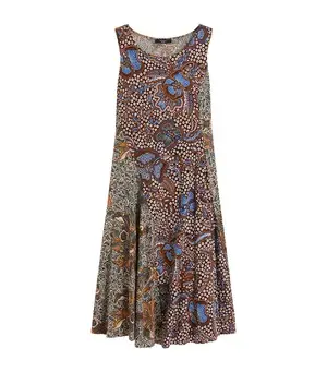 Max Mara Cotton Clash Print Midi Dress - Brown