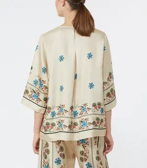 Max Mara Silk Printed Blouse - White