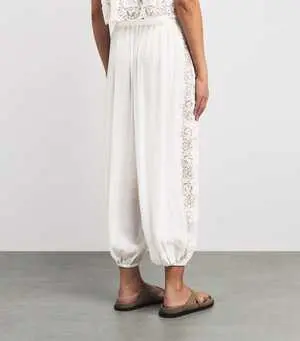 Sandro Crinkled Crepon Wide Leg Trousers - Beige