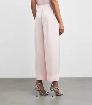 Sandro Satin Wide-leg Trousers - Pink