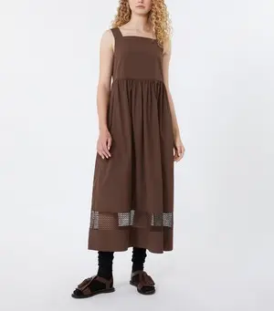 Max Mara Cotton Lace-trim Midi Dress - Brown