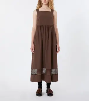 Max Mara Cotton Lace-trim Midi Dress - Brown