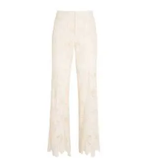 Sandro Guipure Lace Tailored Trousers - Beige