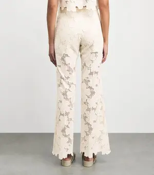 Sandro Guipure Lace Tailored Trousers - Beige