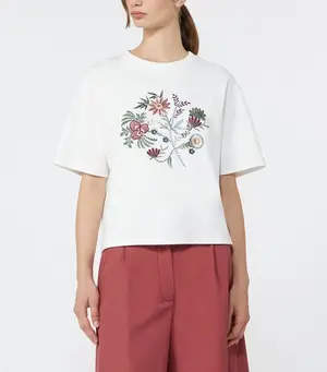 Max Mara Cotton Floral-embroidered T-shirt