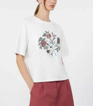 Max Mara Cotton Floral-embroidered T-shirt
