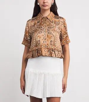 Sandro Bandana-print Cropped Shirt - Brown