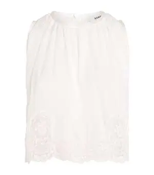 Sandro Broderie Anglaise Crop Top - Beige