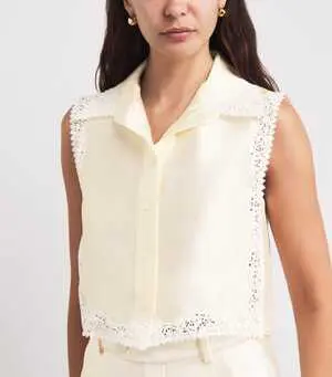 Sandro Lace-trim Cropped Shirt