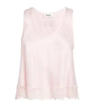 Sandro Satin Lace-trimmed Top - Pink