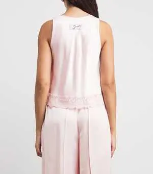 Sandro Satin Lace-trimmed Top - Pink
