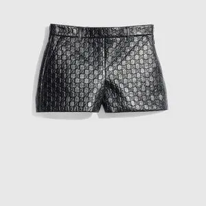 Gucci Embossed Gg Leather Shorts - Blue