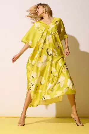 Natori Aurelia Charmeuse Caftan - Yellow