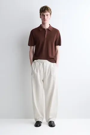 Cos Slim Ribbed Bouclé-knit Polo Shirt - Red