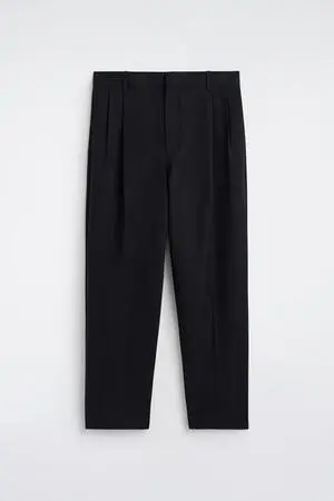 Cos Relaxed-fit Tapered Pleated Pants - Black