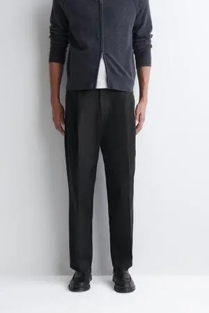 Cos Pleated Relaxed-fit Tapered Pants - Black