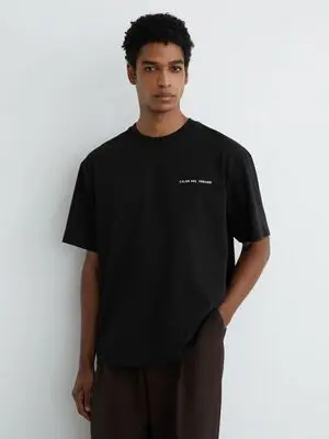 REISS Casa Cotton Logo Short-sleeve Relaxed T-shirt - Black
