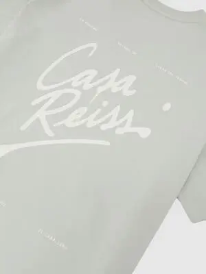 REISS Casa Cotton Logo Short-sleeve Relaxed T-shirt - Sage