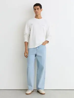 REISS Suave Cotton Motif Long-sleeve Relaxed T-shirt