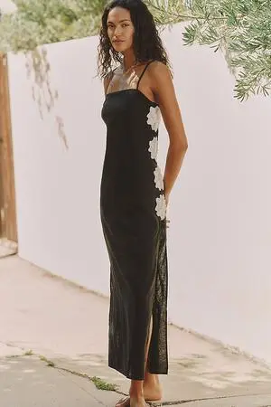 CELANDINE Flower Deco Cutout Maxi Dress