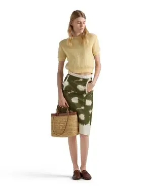 Prada Small Crochet And Leather Tote Bag