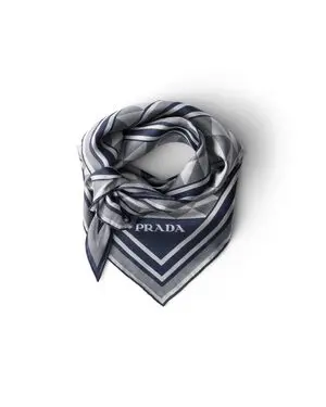 Prada Printed Silk Scarf - Blue