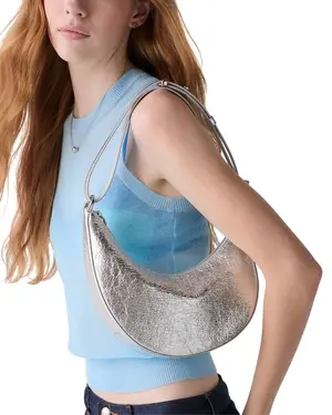 Kate Spade New York Crinkle Metallic Leather Crossbody - Silver