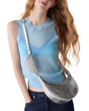 Kate Spade New York Crinkle Metallic Leather Crossbody - Silver