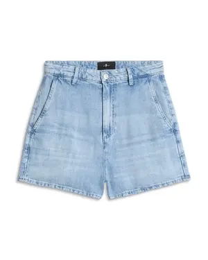 7 For All Mankind Denim Trouser Shorts - Iris