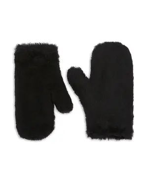 Max Mara Ombrato Alpaca Blend Teddy Mittens Black