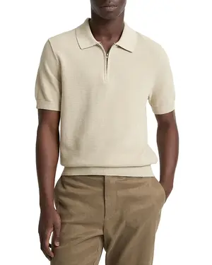 Vince Pique Zip Polo - Parchment