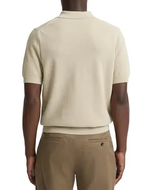 Vince Pique Zip Polo - Parchment