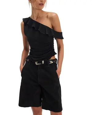 Free People Isla One Shoulder Top - Black