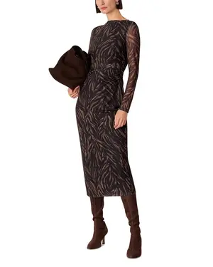 Whistles Abstract Zebra Mesh Dress