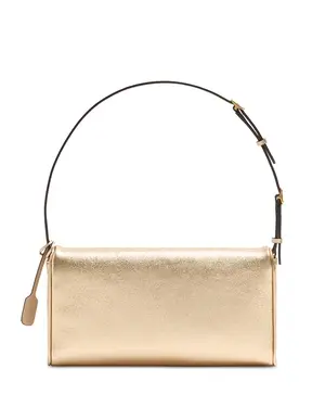 Valentino Garavani Vlogo Laminated Nappa Leather Small Shoulder Bag - Champagne