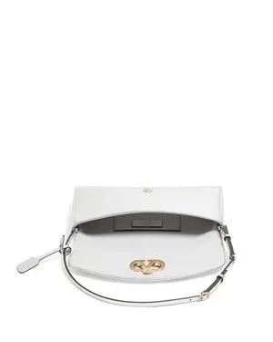 Valentino Garavani Vlogo Laminated Nappa Leather Small Shoulder Bag - Silver