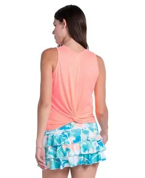 Lucky In Love Twist Back Rib Tank - Orange